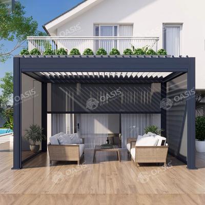 China Aluminum Louvered Pergola 4000x5000mm Outdoor Waterproof Adjustable Roof System for sale