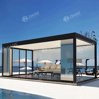 China Motorized Aluminum Louver Pergola 4000x5000mm Custom Waterproof Outdoor Roof System for sale