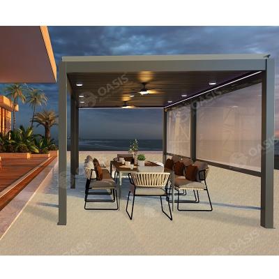 China Aluminum Louvered Pergola 4000x5000mm Wall Mounted Waterproof Balcony Roof System for sale