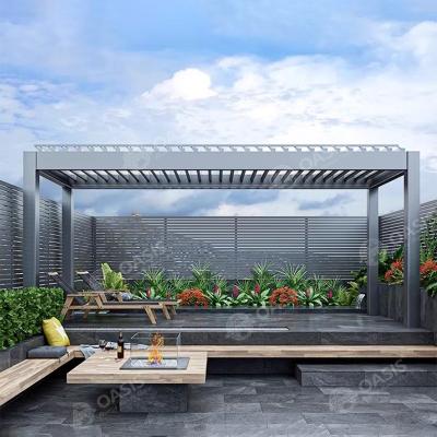 China Motorized Aluminum Pergola with Adjustable Louvered Roof - 150×150mm Posts, 0-100° Angle Control for sale