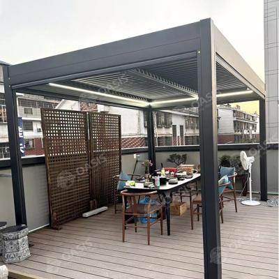 China 1.6mm-2.1mm Thick Motorized Aluminum Louvered Pergola with 0-100° Adjustable Blades and 10-Year Warranty for sale