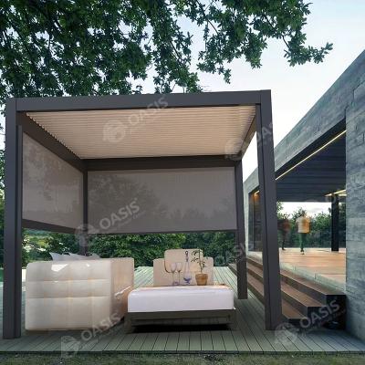 China 6063T5 Aluminum Motorized Louvered Pergola - 150x150mm Posts, 0-100° Adjustable Blades, 10-Year Warranty for sale