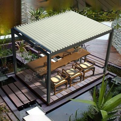 China Motorized Aluminum Alloy Pergola 150×150mm Posts with 0-100° Adjustable Louvers - Custom Sizes Available for sale