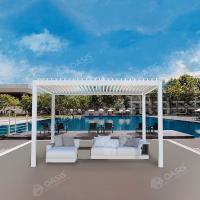 China Motorized Aluminum Louvered Pergola 4000×8000×2800mm with 0-100° Adjustable Blades and 10-Year Warranty for sale