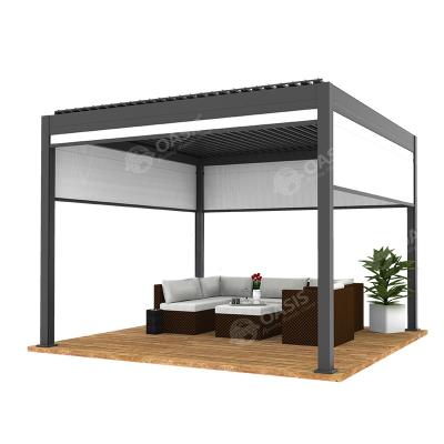 China Freestanding Aluminum Motorized Louvered Pergola 4000x5000x2800mm with 180x43mm Blades for sale