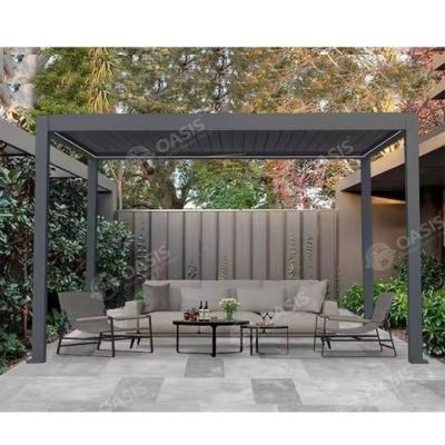 China Bioclimatic Aluminum Louvered Pergola 4000x5000mm Motorized Remote Wind Resistant for sale