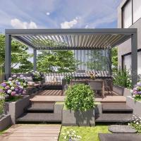 China Motorized Aluminum Pergola 4000x5000mm Powder Coating Outdoor Louver Roof for sale