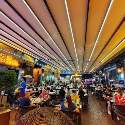 China CE Approved Aluminium Retractable Fabric Pergola 110V 220V Adjustable Shade Patio for sale