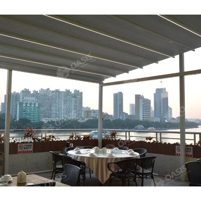 China North America Style Aluminum Pergola with Retractable Shade Cloth 110V 220V Motor for sale