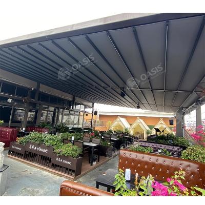 China Retractable Fabric Pergola 110V 220V Motorized Aluminum Patio Cover with Side Screens for sale