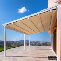 China Waterproof Aluminium Pergola with Retractable Roof 110V 220V LED Lights for sale