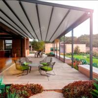 China Aluminum Retractable Roof Pergola 100x100mm Post Motorized 110V 220V Outdoor Garden Gazebo for sale