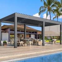 China 4x4x2.8m Outdoor Aluminum Louvered Pergola with Motorized Operation for Shopping Malls and Commercial Spaces for sale