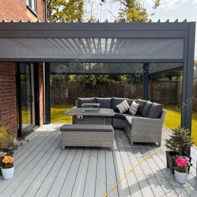 China Aluminium Louvered Pergola 4000x5000mm Waterproof Fully Sealed Outdoor Sunshade for Restaurants for sale
