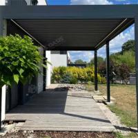 China Fully Sealed Aluminum Louvered Pergola 3x8x2.8m with 0-100° Adjustable Blades and Waterproof Roof System for sale