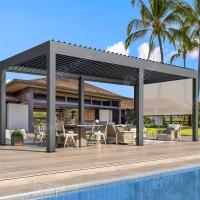 China Waterproof Fully Sealed Aluminium Louvered Pergola 4000x5000mm Outdoor Restaurant for sale