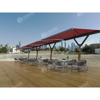 China 4m x 3m & 5m x 3m Retractable Outdoor Awnings with 0-100° Adjustable Angle and Aluminum Alloy Frame for sale