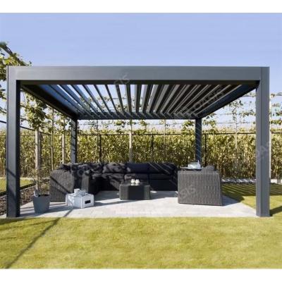 China 4x3m Electric Motorized Aluminum Louvered Pergola Outdoor Patio Roof Gazebo 6063T5 180x43mm Blades for sale