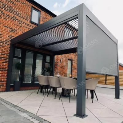 China 6x3M Motorized Aluminum Louvered Pergola 180x43mm Blades 150x150mm Posts Outdoor Patio Roof for sale