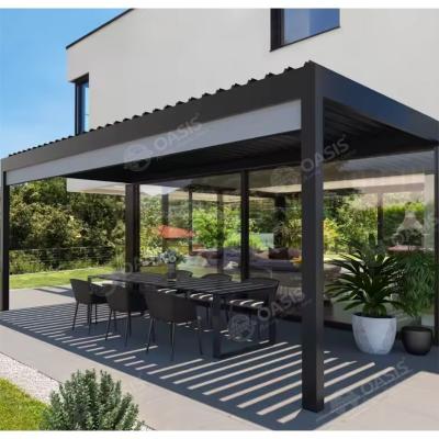 China Aluminum Louvered Pergola 4000x5000mm Waterproof Bioclimatic Arches Opening Louver Roof for Mansions for sale