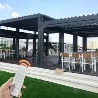 China Aluminium Louvered Pergola 4000x5000mm Waterproof Outdoor Patio Awning Motorized Remote Control for sale