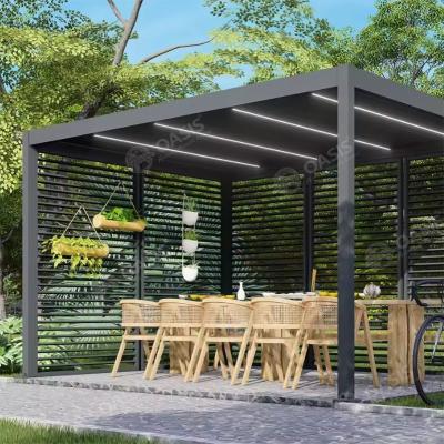 China Aluminum Louvered Pergola 4x3m Terrace Roof Rainproof Automatic Sun Shade for Mansions for sale