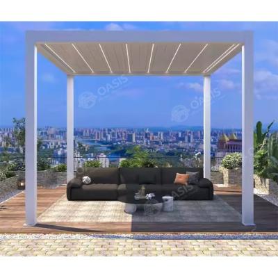 China Aluminum Louvered Pergola 4000x5000mm Waterproof Outdoor Patio Shade Motorized Roof System for sale
