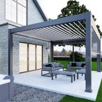 China Aluminum Louvered Pergola with Adjustable Roof 180x43mm Blades and Integrated LED Lighting System for sale