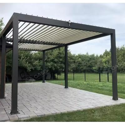 China Custom Aluminum Louvered Pergola with 180×43mm Adjustable Blades and 150×150mm Posts for Outdoor Spaces for sale
