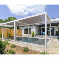 China Aluminum Louver Blade Pergola 12x20ft Motorized Bioclimatic Gazebo for Mansions for sale