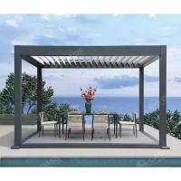 China Electric Motorized Aluminum Louver Pergola 4000x5000mm Remote Control Adjustable Roof for Garden Mansion for sale