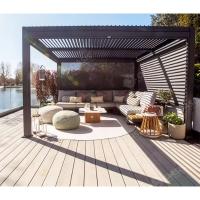 China Motorized Aluminum Pergola with Adjustable Louver 180x43mm Blade 150x150mm Post for Outdoor for sale