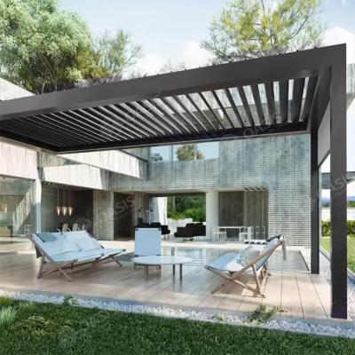 China Motorized Aluminum Pergola 4000x5000mm Aluminium Alloy 6063T5 Louver Blade Roof for Mansions for sale