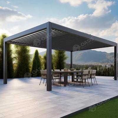 China 12x20 ft Motorized Aluminum Louver Pergola 6063-T5 for Mansions Garden for sale