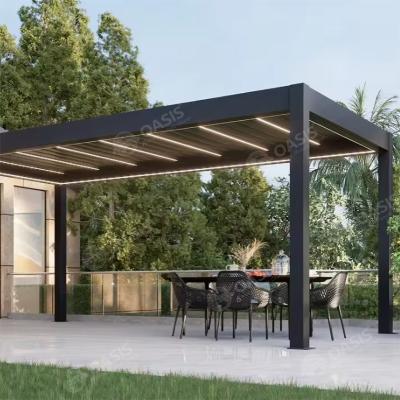China Motorized Aluminum Louver Pergola 4000x5000mm Rainproof Adjustable Outdoor Patio Cover for sale