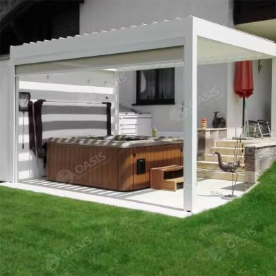 China Motorized Aluminum Louver Pergola 4000x5000mm Outdoor Waterproof Patio Cover for sale