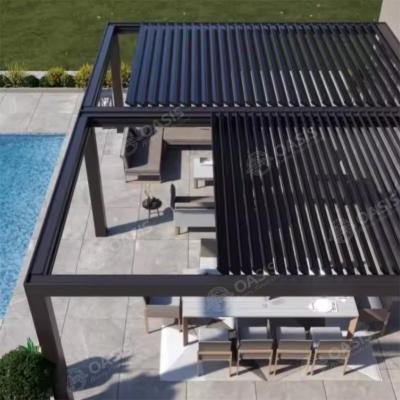 China Motorized Aluminum Louvered Pergola 6063T5 Waterproof Outdoor Roof System Custom Size for Mansions for sale