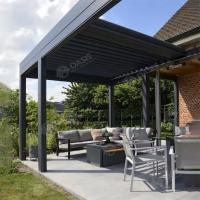 China Motorized Aluminum Louvered Pergola 180x43mm Blade Lean to Wall Canopy Terrace Roof for Mansions for sale