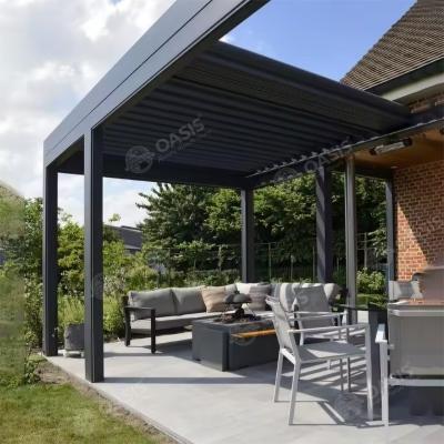 China Motorized Aluminum Louvered Pergola 180x43mm Blade Lean to Wall Canopy Terrace Roof for Mansions for sale