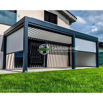 China Adjustable 0-100 Degree Aluminum Louvered Pergola 3x3m Aluminum Alloy 6063 T5 Outdoor Patio Gazebo for sale