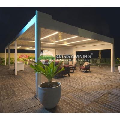 China Aluminum Pergola with Louvered Roof 6063 T5 150mm Blades Motorized or Manual 5 Year Warranty for sale