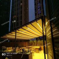China Industrial Aluminum Patio Cover Retractable LED Sunshade System 110V 220V Motorized Pergola for sale