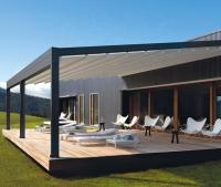 China Motorized Retractable Roof Pergola 110V 220V Aluminum Outdoor Sunshade Terrace Awning for sale