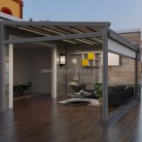 China Heavy Duty Aluminum Frame Pergola with Retractable Canopy 110V 220V Motorized LED for sale
