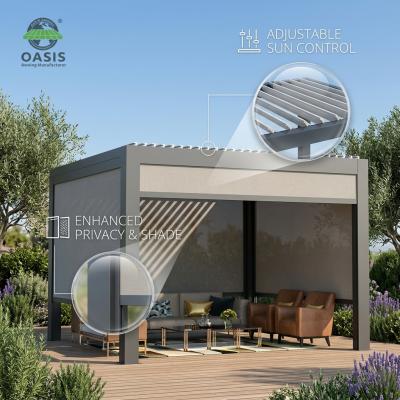 China Fully Sealed Waterproof Motorized Aluminum Louvered Pergola 30cm Snow Load CE Certified European Villa Garden Patio for sale