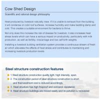 China Q235B ASTM A36 Prefabricated Steel Cow Shed With Q355B Beams 20lb Roof Load for sale
