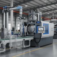 China Automatic plastic injection molding machine alongside chair providing automation solutions for plastic molding processes for sale