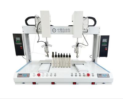 China Air Source 0.4-0.6MPA Double Heads Double Stations Automatic Tin Soldering Robots with PLC Control System for sale