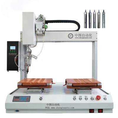 China Single Head Double Stations Automatic Soldering Machine with 100W Power Consumption and ±0.02mm Repeatability Accuracy for sale