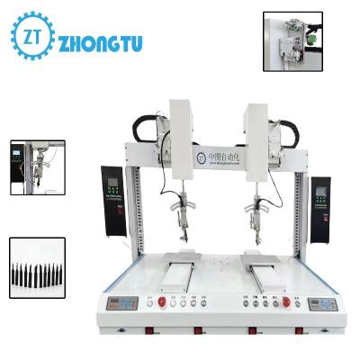 China 200-480C Soldering Iron Temperature Range Single Head Double Stations Desktop Automatic Soldering Machine for sale